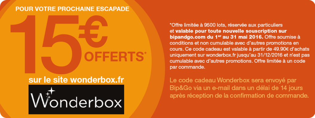 L’offre Bip&Go et Wonderbox
